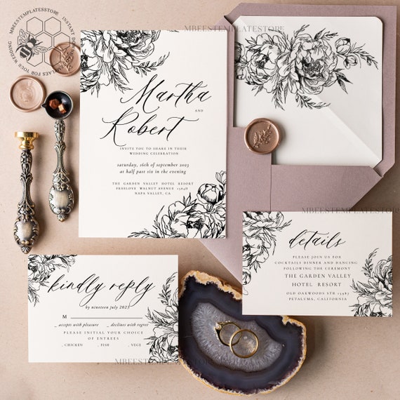 Modern Wedding Invitation Template Instant Download Elegant - Etsy