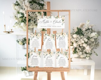 Boho Wedding Seating Chart Cards Template, Printable Seating Chart ...