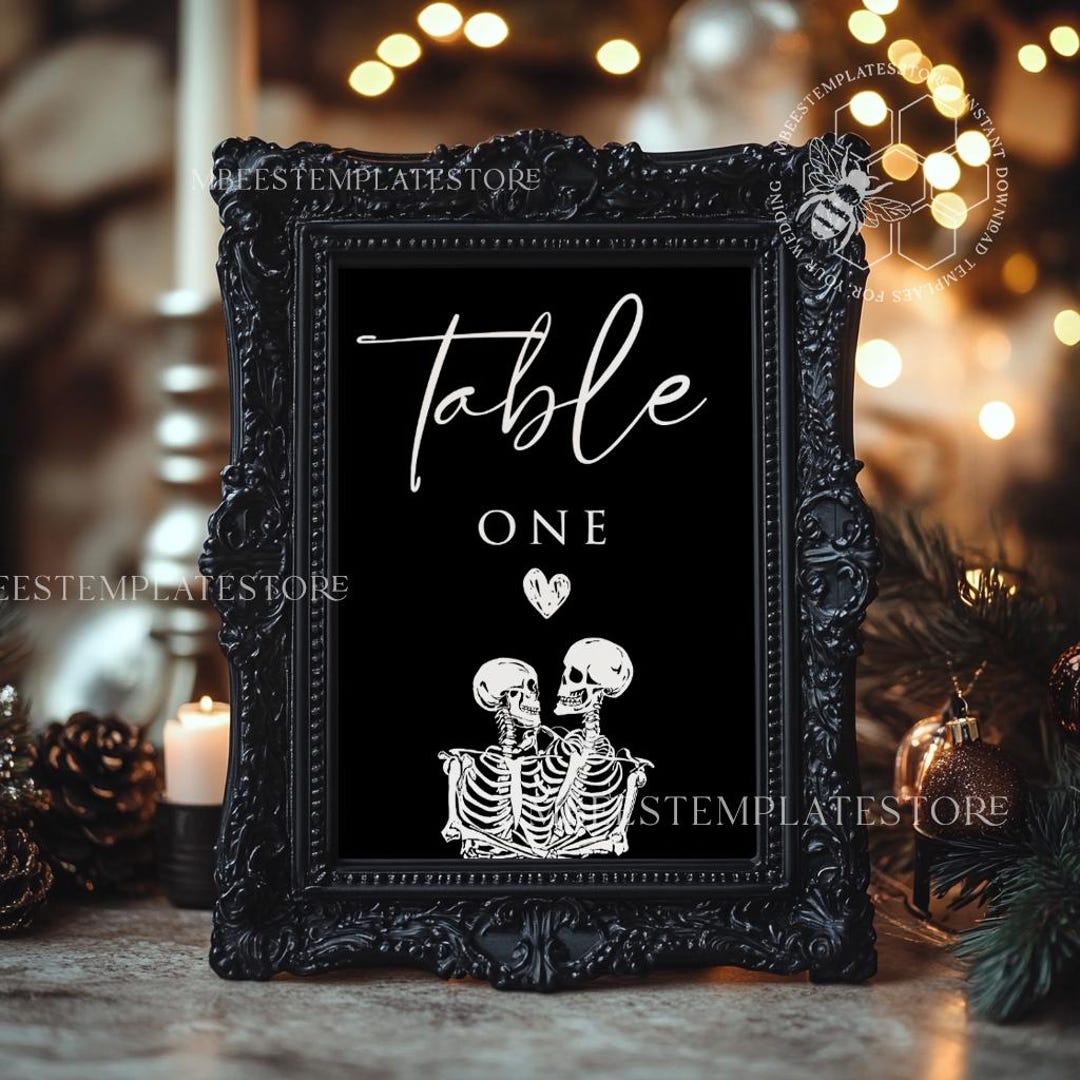 Black Wedding Table Number Template Gothic Table Numbers Editable ...
