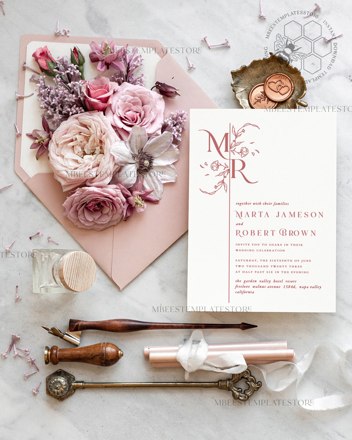 Modern Wedding Invitations Set Template Instant Download - Etsy