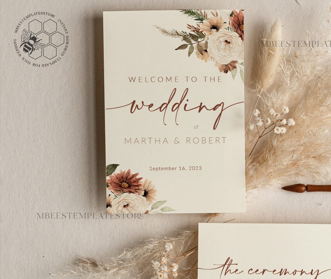 Rustic Wedding Program Template Minimalist Order of Service - Etsy
