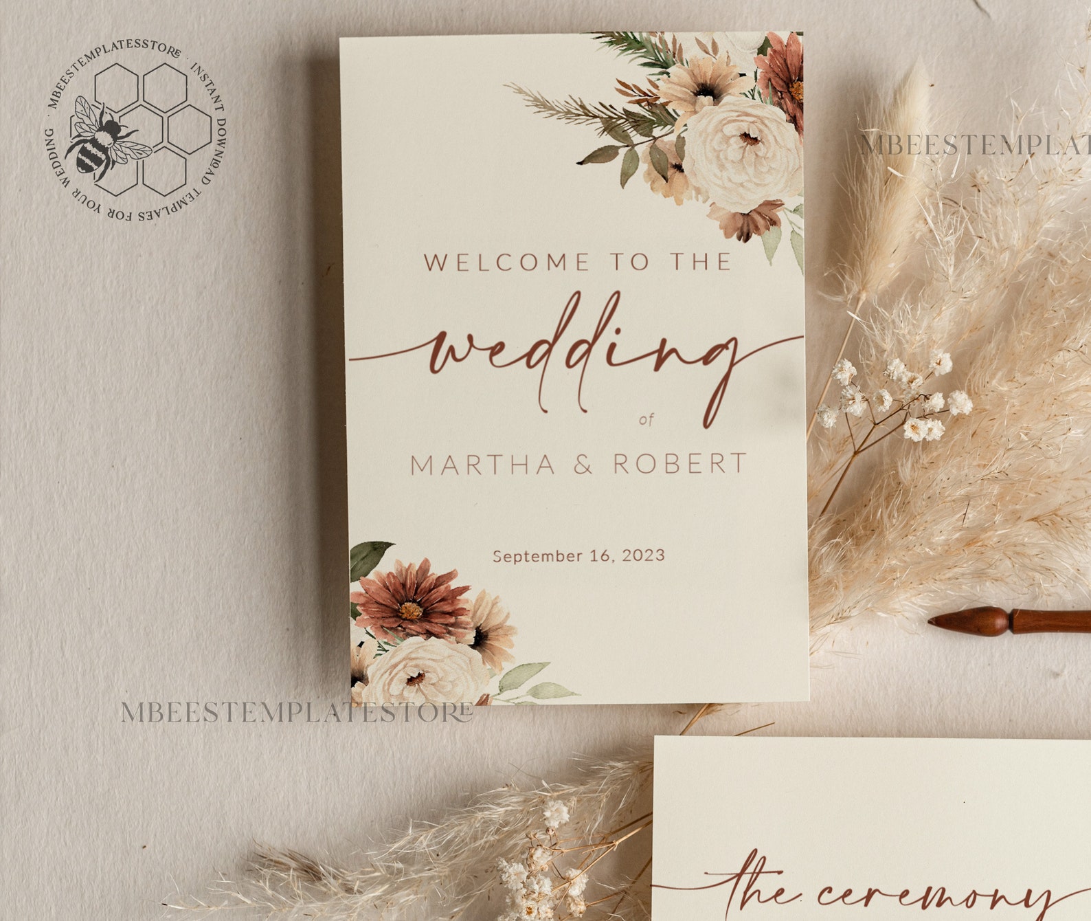 Rustic Wedding Program Template Minimalist Order of Service - Etsy