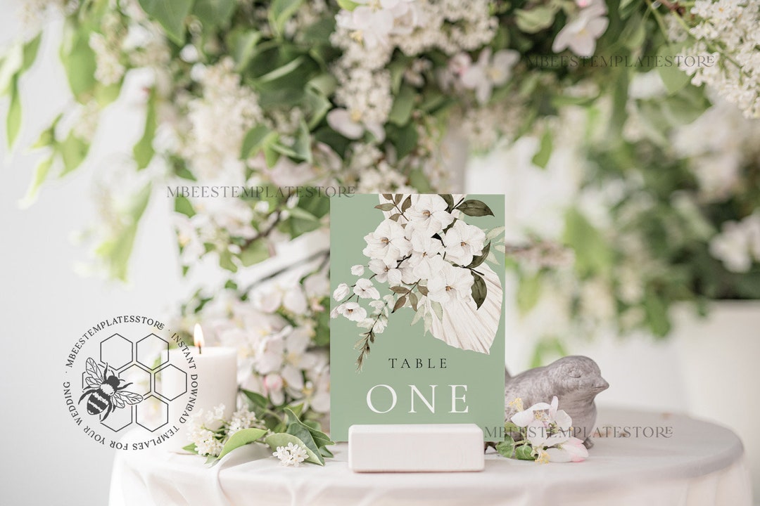 Sage Green Table Number Template, Table Numbers Editable, Instant ...