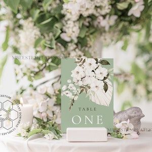 Sage Green Table Number Template, Table Numbers Editable, Instant ...