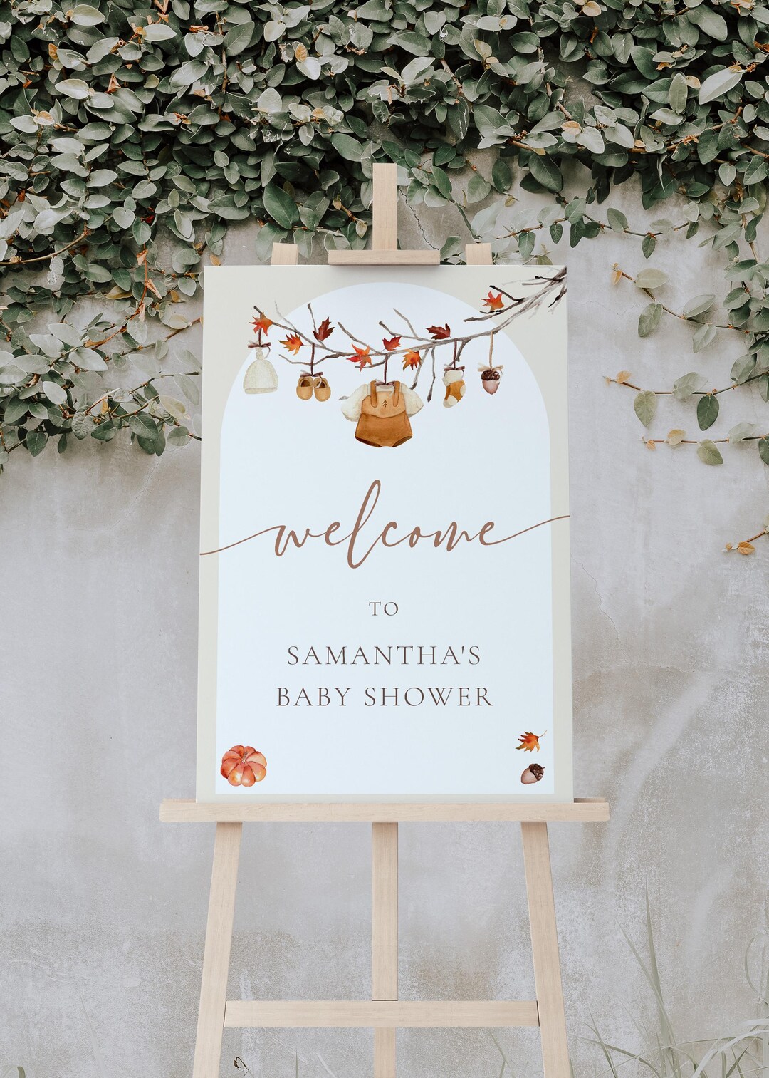 Welcome Sign Falling in Love Baby Shower | Autumn Baby Shower Sign ...
