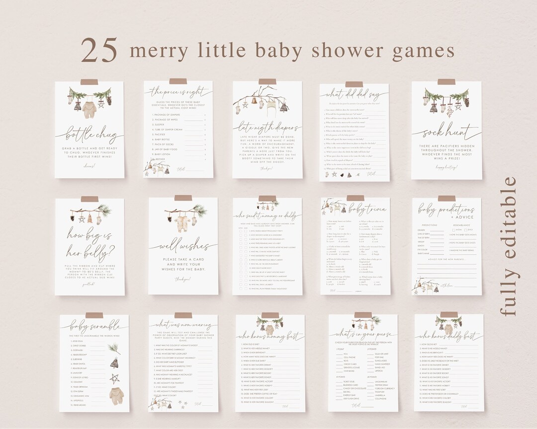 Merry Little Christmas Baby Shower Games | Gender Neutral Christmas ...
