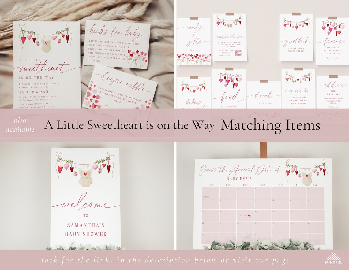 A Little Sweetheart Baby Shower Invitation Instant Download | Valentine ...