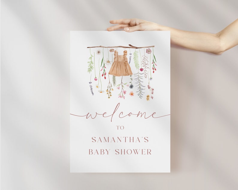 Boho Wildflower Baby Shower Welcome Sign Flower Welcome Sign Printable ...