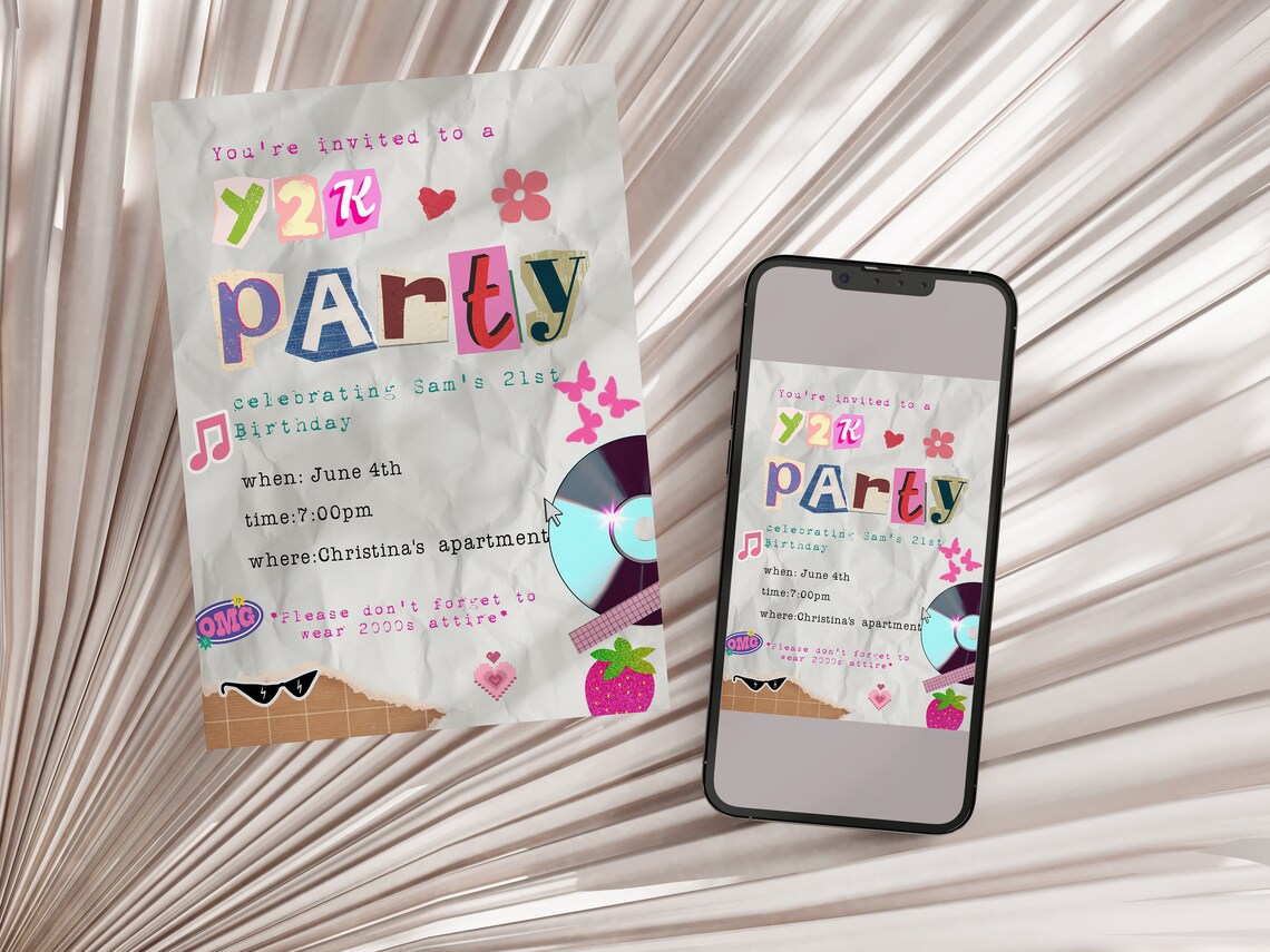 Y2K Party Invite | 2000S Birthday Invitation | Early 2000S Themed Party ...