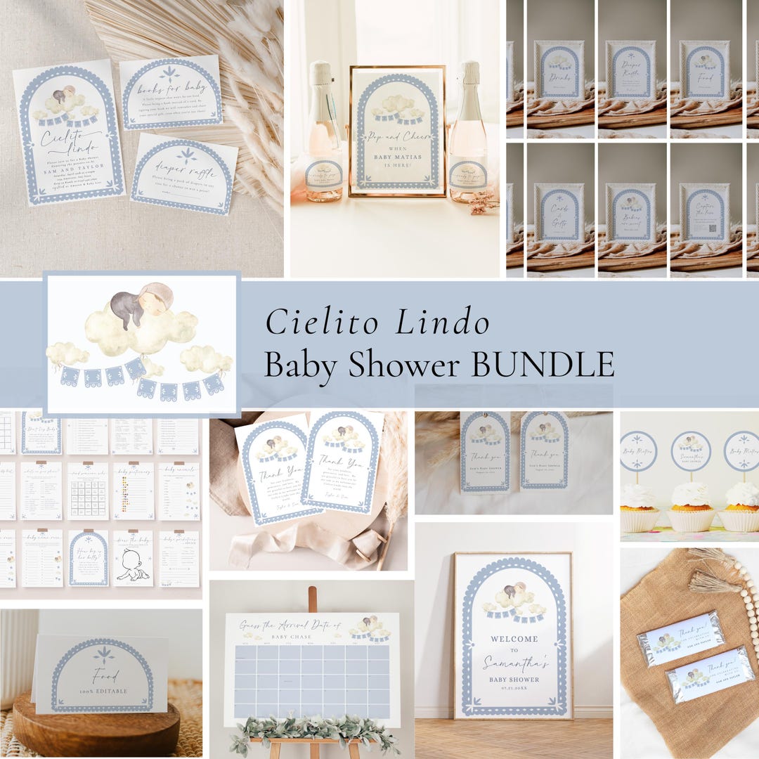 Cielito Lindo Baby Shower Bundle | Pedacito De Cielo Baby Shower ...