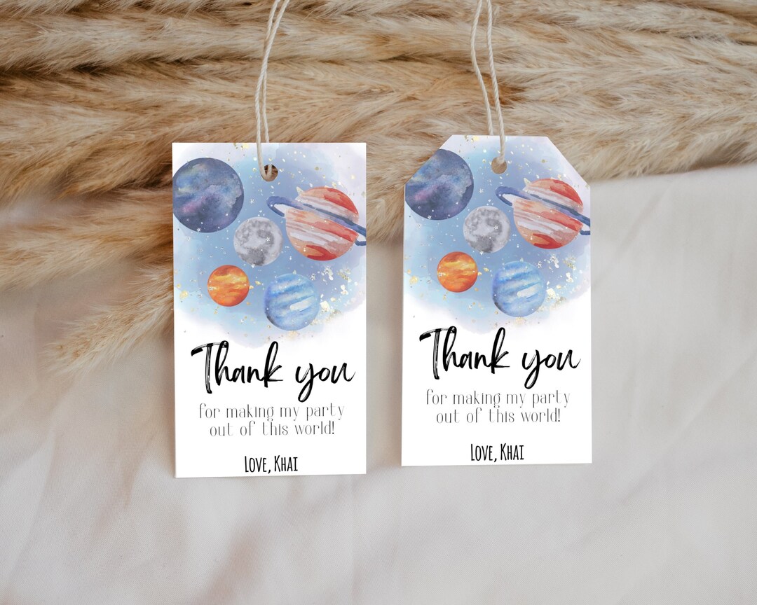 Minimalist Thank You Notes Outer Space Party Favors, First Trip Around ...
