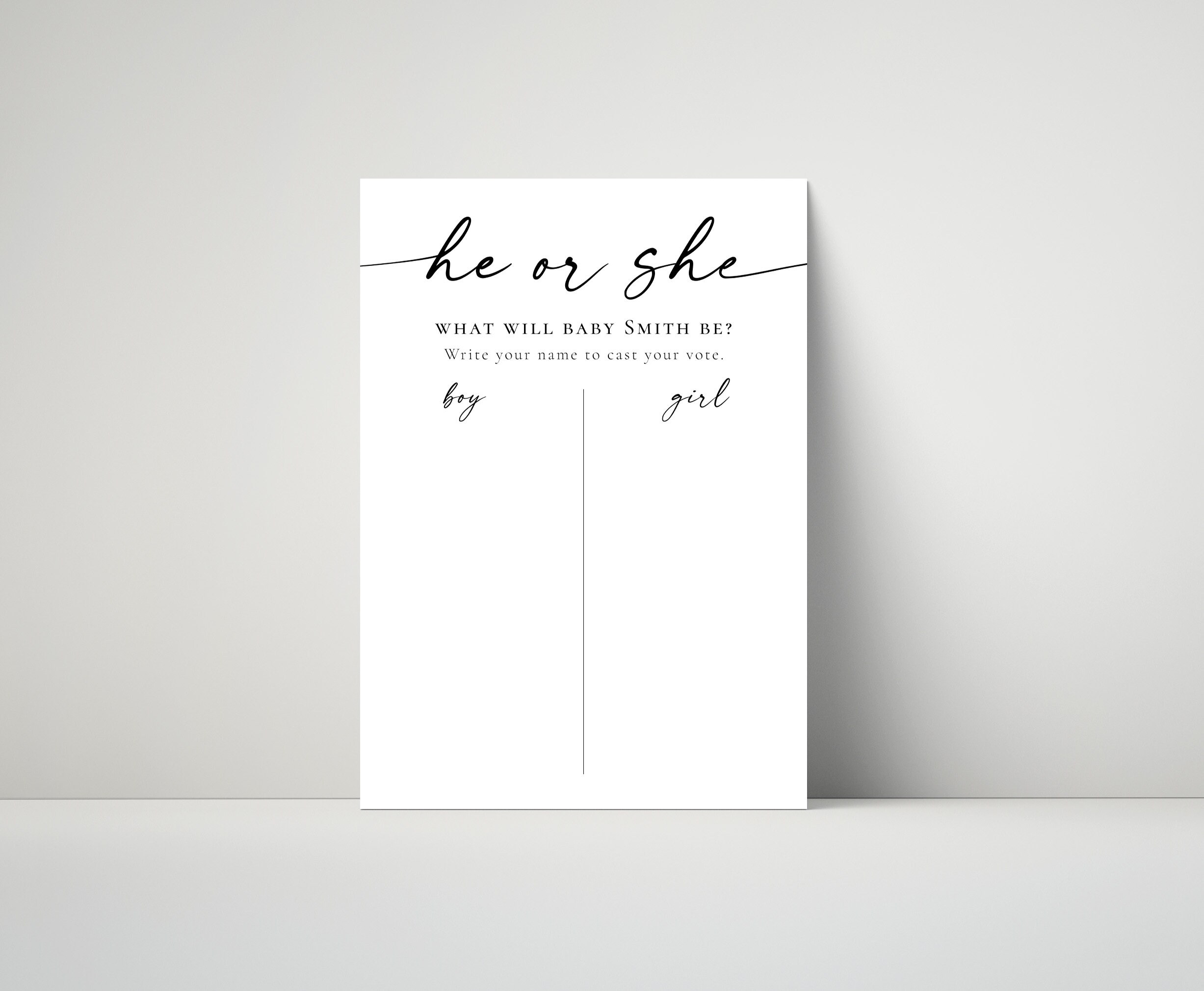 He or She Gender Reveal Board, What Will Baby Be, Cast Your Vote ...