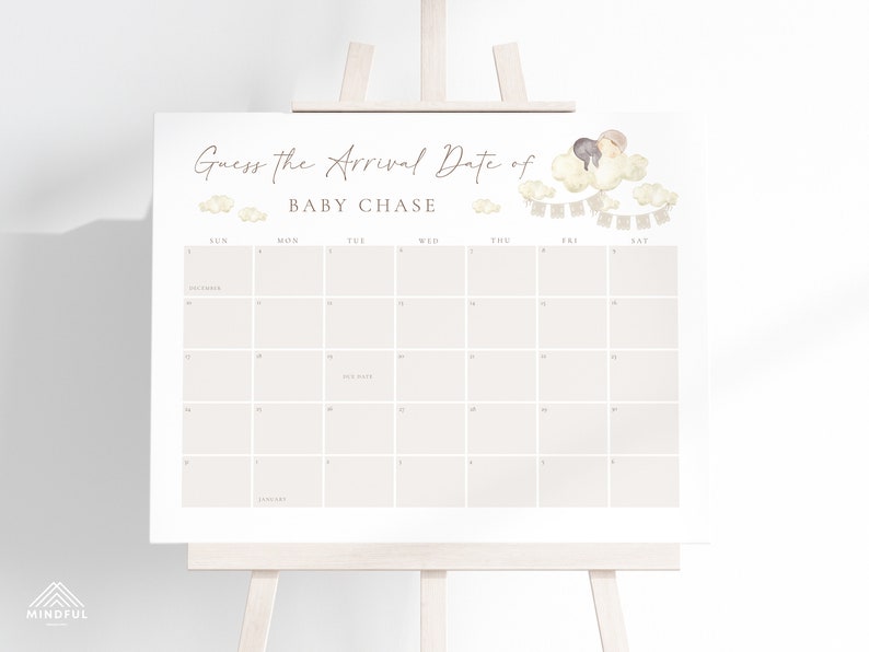 Cielito Lindo Guess the Arrival Date Calendar Talavera Baby Shower Due ...