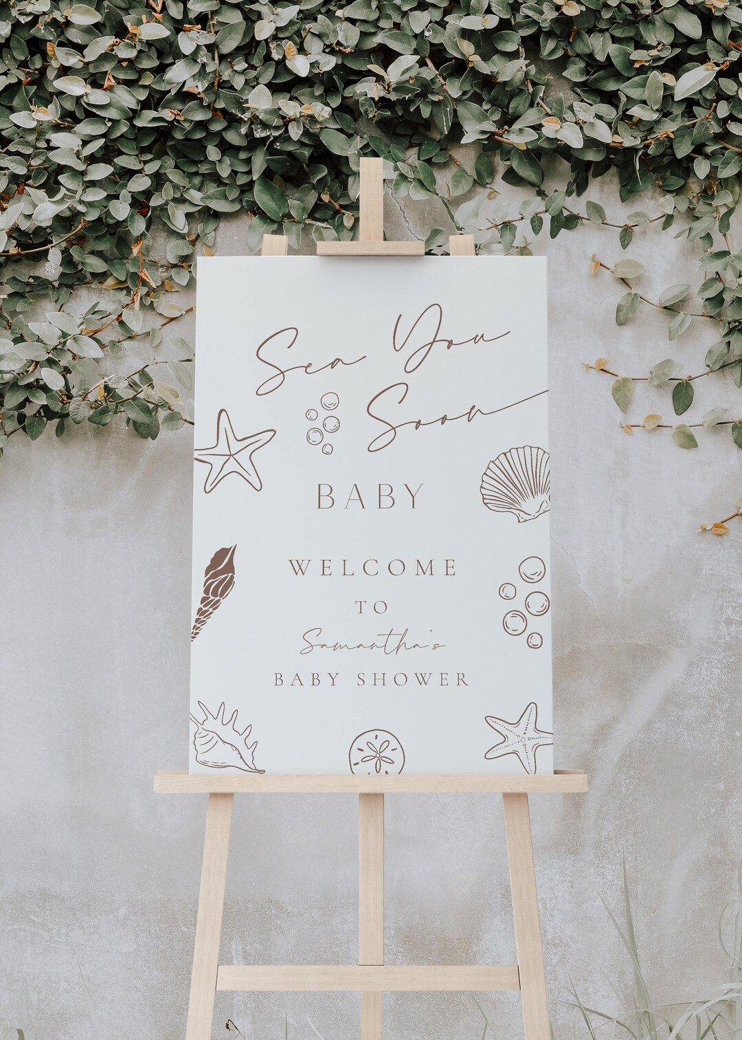Sea You Soon Baby Shower Welcome Sign | Printable Sign Ocean Theme ...