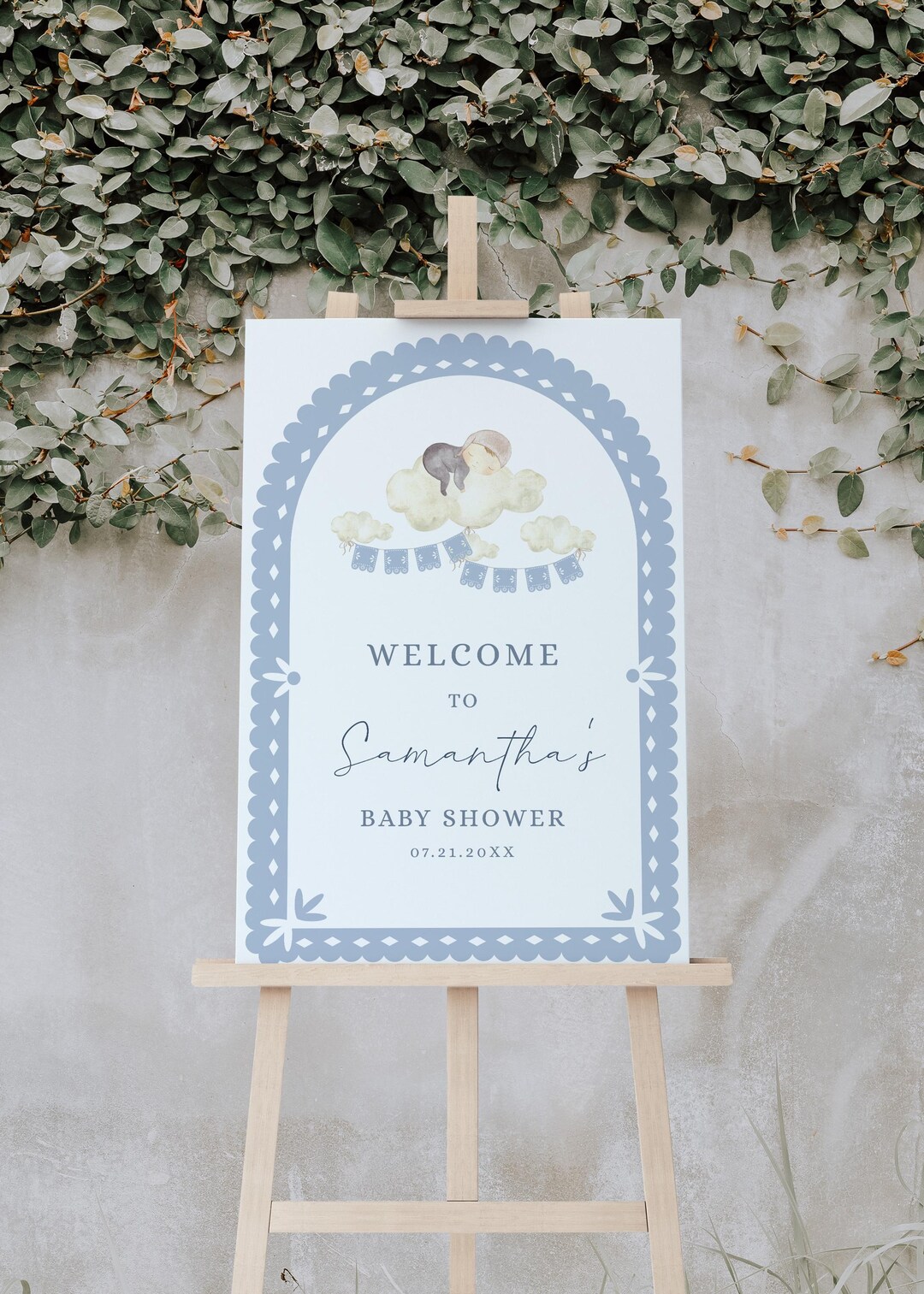 Cielito Lindo Welcome Sign | Blue Papel Picado Welcome Printable Sign ...