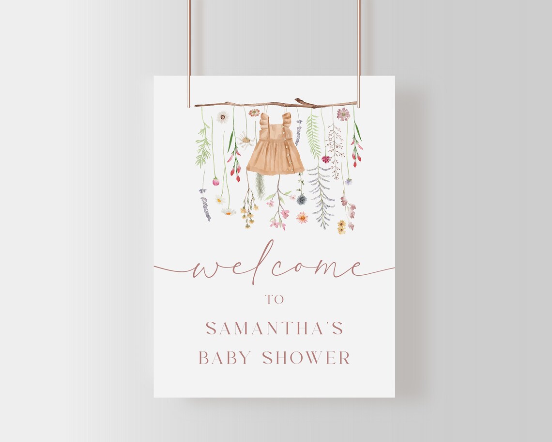 Boho Wildflower Baby Shower Welcome Sign Flower Welcome Sign Printable ...