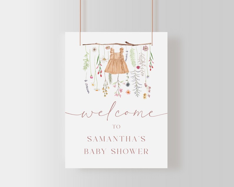 Boho Wildflower Baby Shower Welcome Sign | Flower Welcome Sign ...