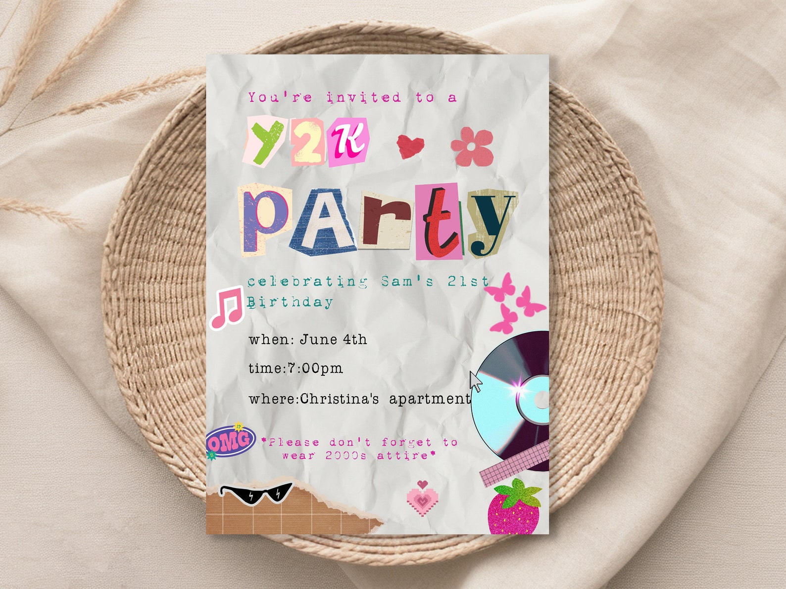 Y2K Party Invite 2000S Birthday Invitation Early 2000S Themed Party ...