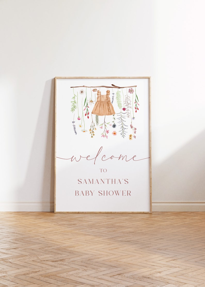 Boho Wildflower Baby Shower Welcome Sign Flower Welcome Sign Printable ...