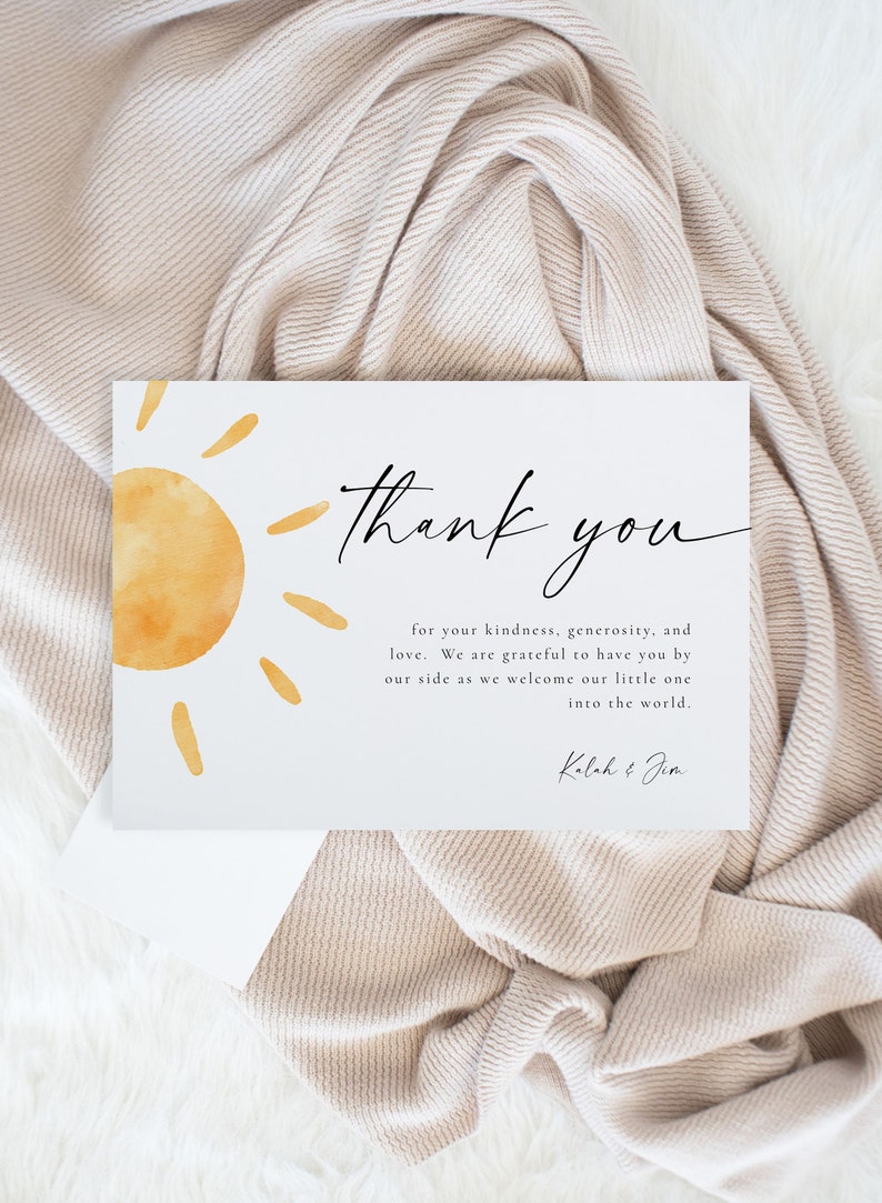 Little Ray of Sunshine Thank You Notes Boho Sun Baby Shower Thank You ...