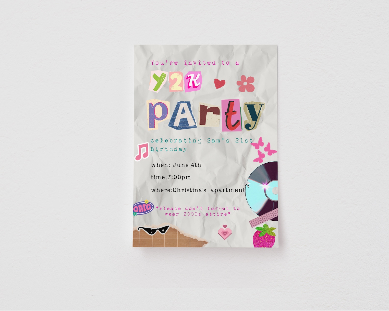 Y2K Party Invite | 2000S Birthday Invitation | Early 2000S Themed Party ...