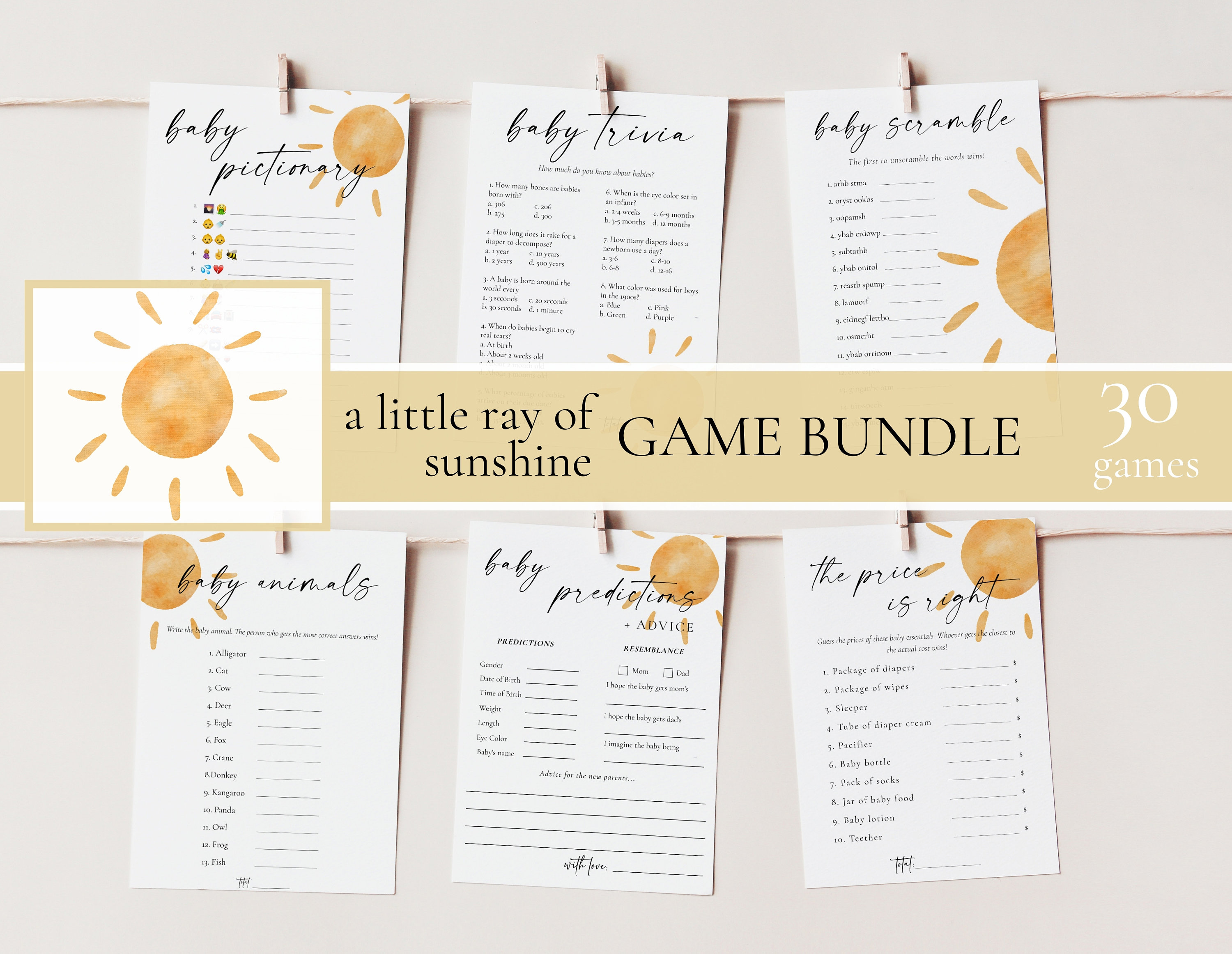 Little Ray of Sunshine Baby Shower Games Sunshine Baby Shower Games ...