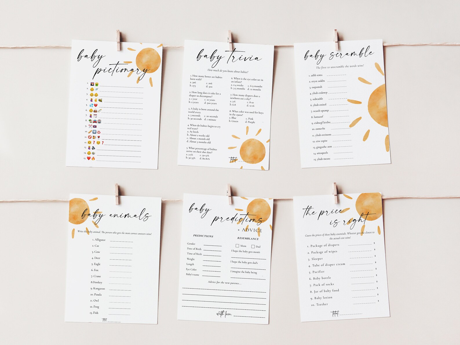 Little Ray of Sunshine Baby Shower Games Sunshine Baby Shower Games ...