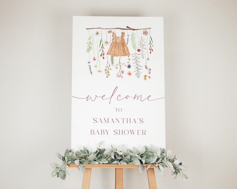 Boho Wildflower Baby Shower Welcome Sign | Flower Welcome Sign ...