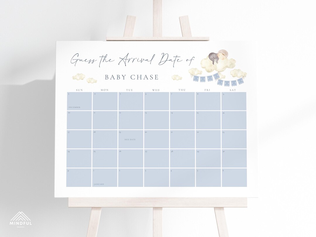 Guess the Arrival Date Cielito Lindo | Blue Cielito Lindo Baby Shower ...