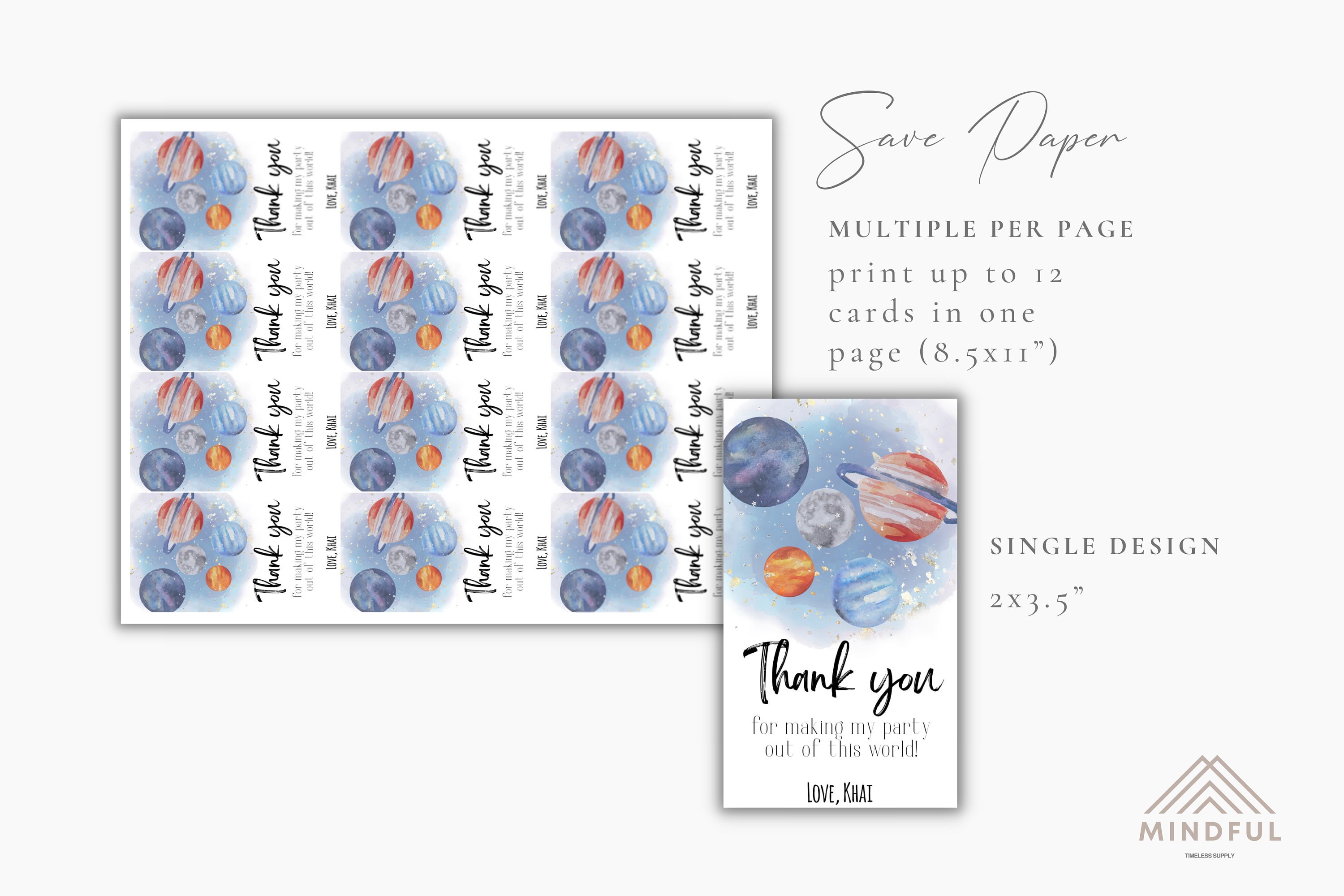 Minimalist Thank You Notes Outer Space Party Favors, First Trip Around ...