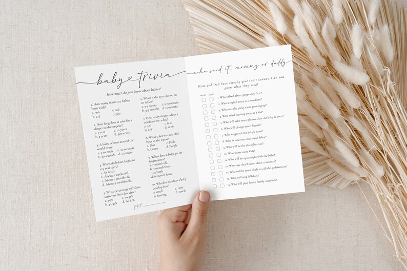 Baby Shower Game Booklet | Printable Baby Shower Games | Baby Trivia ...