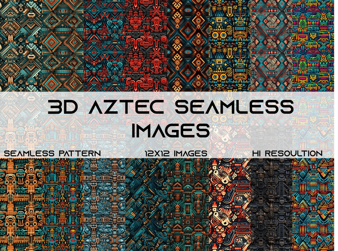 Aztec Medley - 16 Aztec Seamless Patterns Bundle - 16 Designs - 12x12in ...