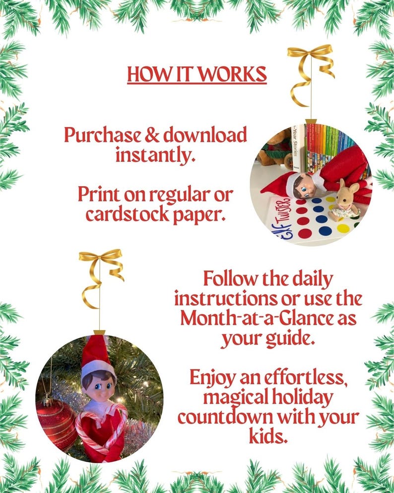Elf on the Shelf Printable Kit – 24 Days of Easy Elf Ideas, Letters ...