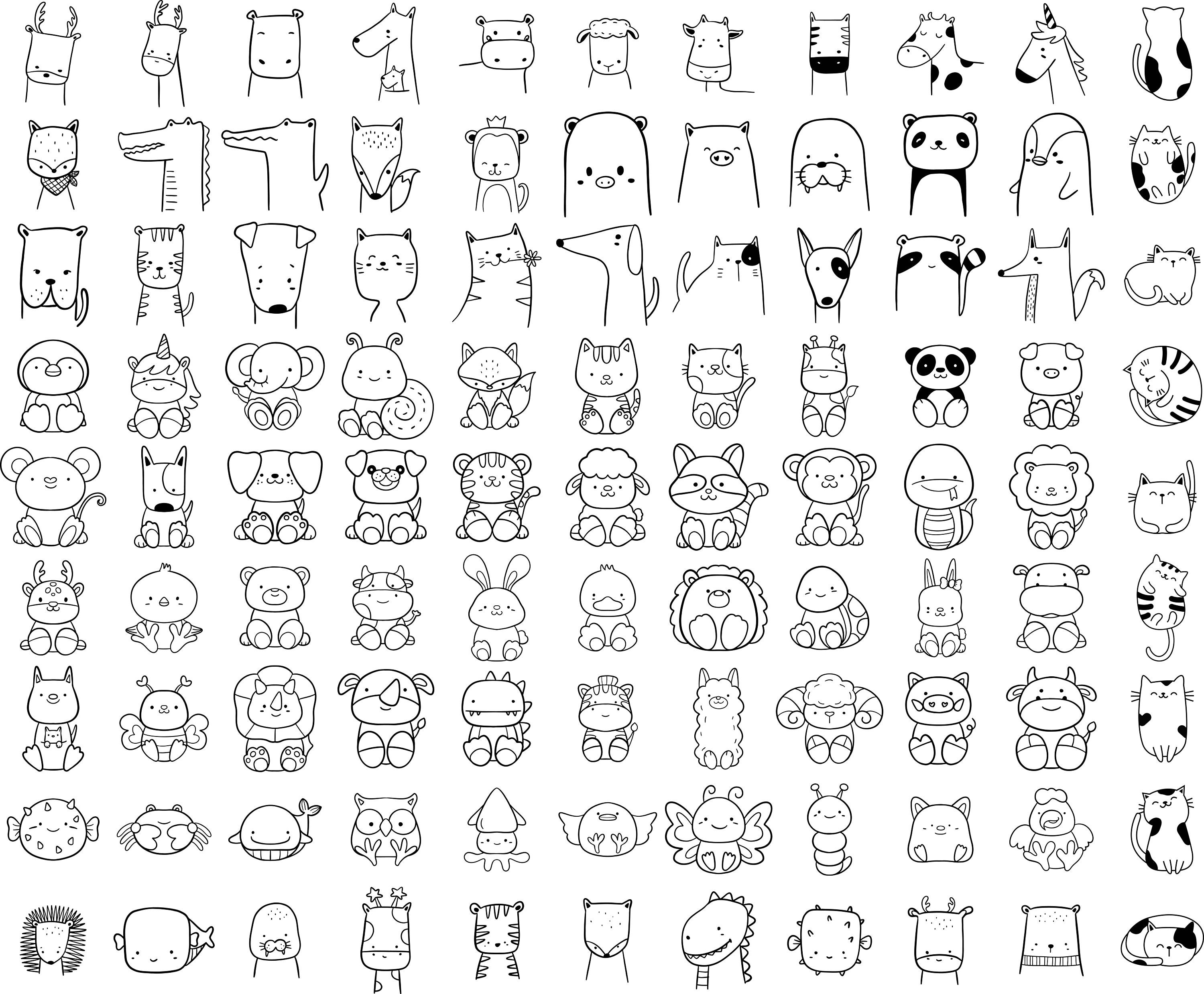 Animal Doodle Svg Bundle Animal Svg Doodle Svg Safari Animal Svg Cute ...