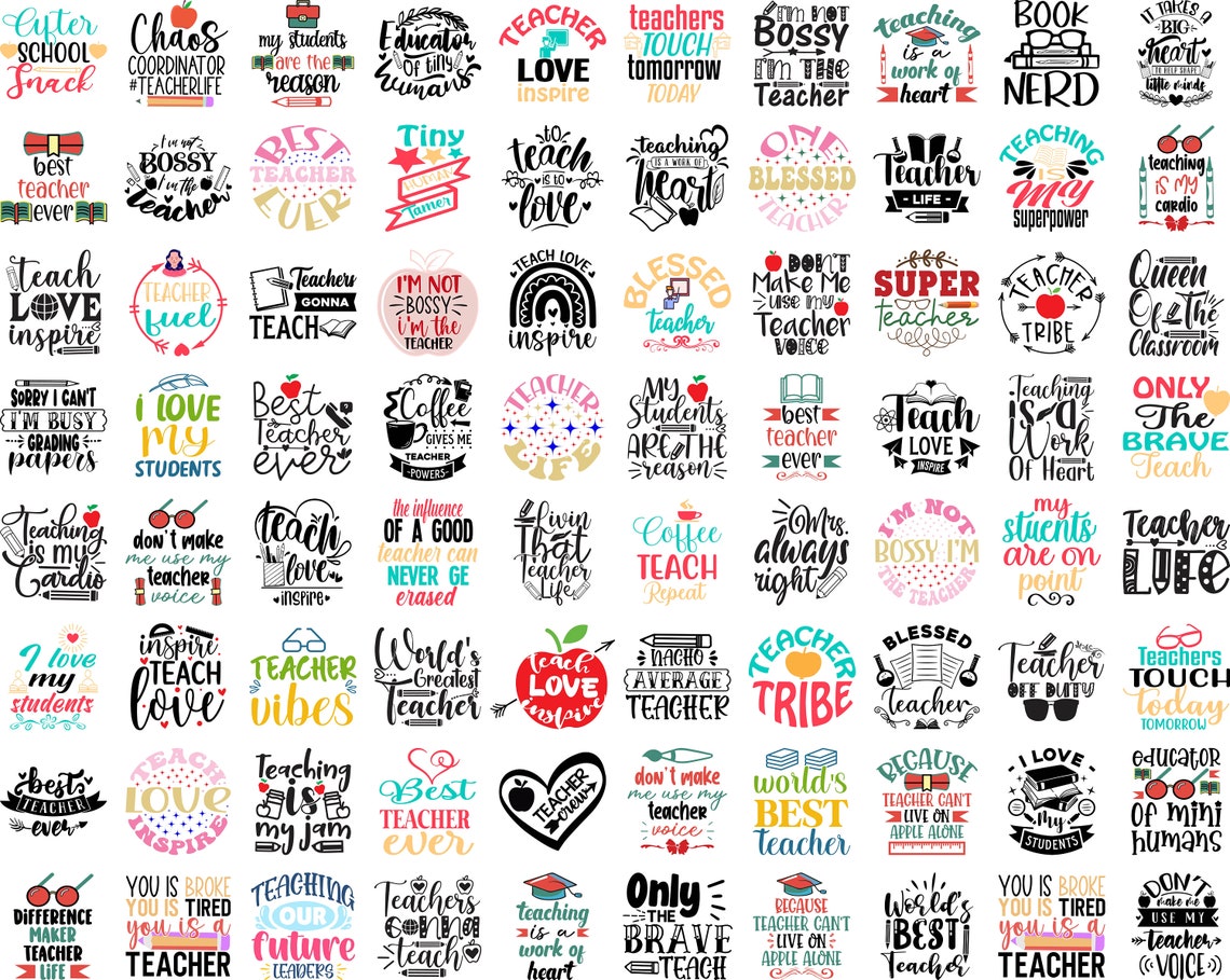 400 Teacher Svg Bundle, Teacher Quote Svg, Teacher Svg, School Svg ...