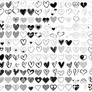 Heart SVG Bundle: Doodle & Solid Shapes - Valentine's Day Designs ...