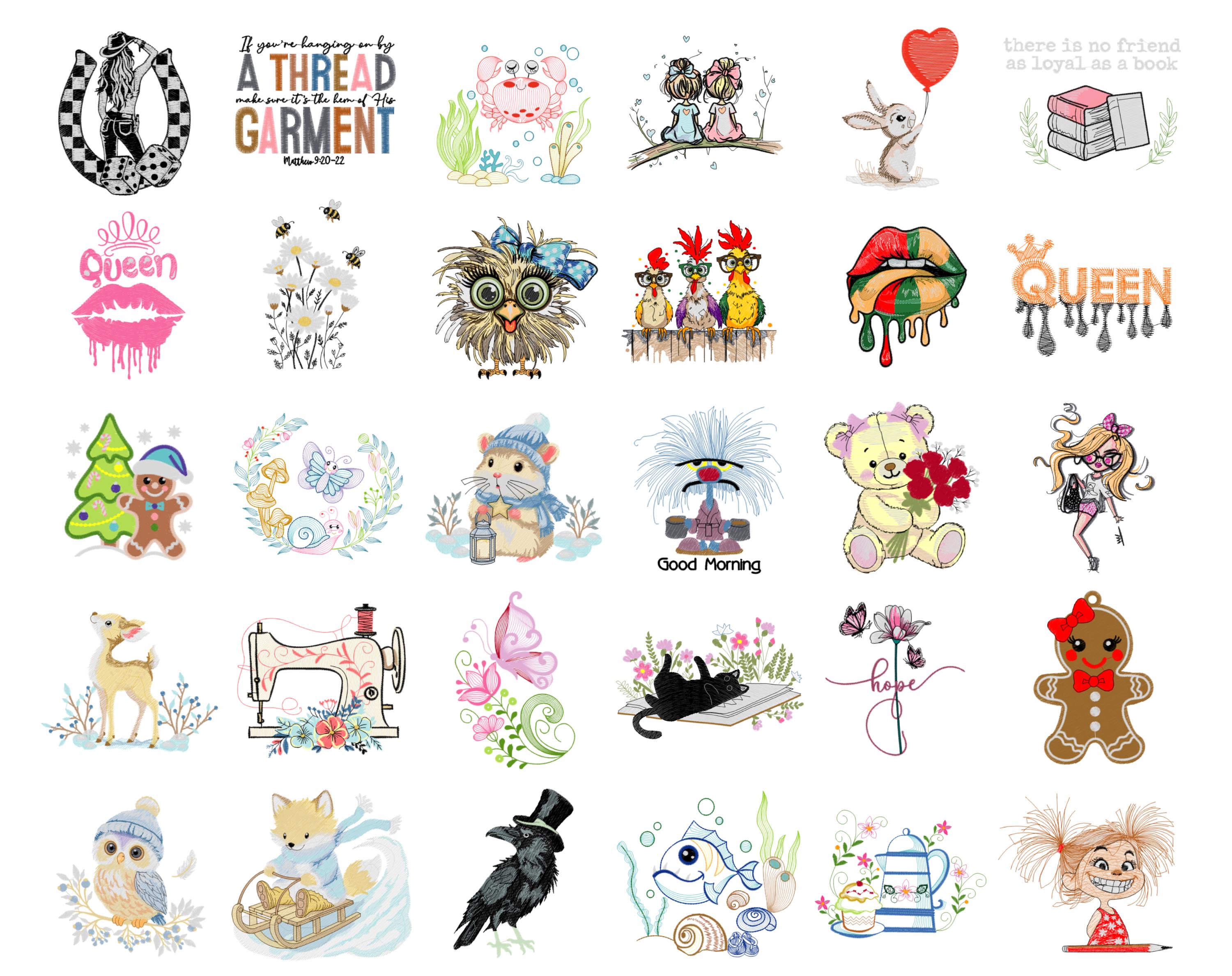 500+ Different Embroidery Designs – Huge Ultimate MEGA Bundle, Cute ...