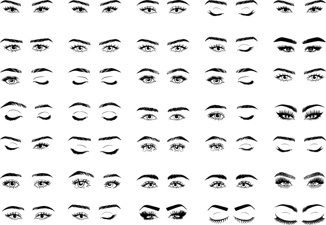 Eyelashes and Brows SVG Clipart Bundle (35 SVG/PNG) - Etsy