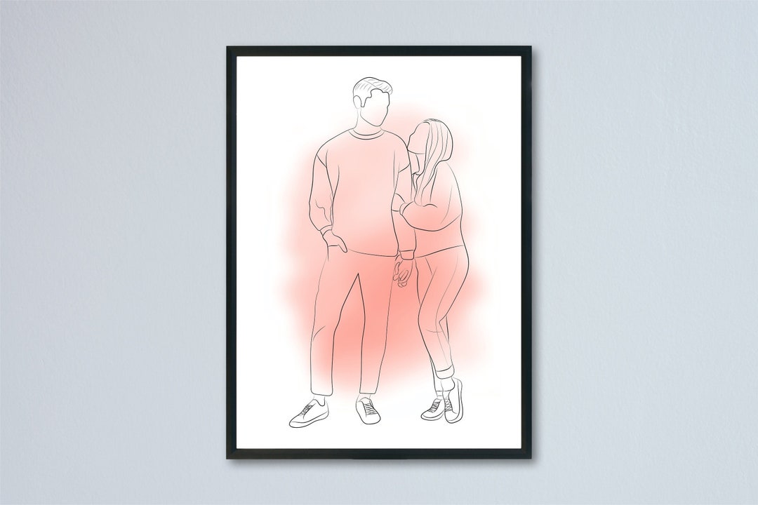 Portraitbild ohne Gesicht, One Line Portrait, Umrisszeichnung, Geschenk ...