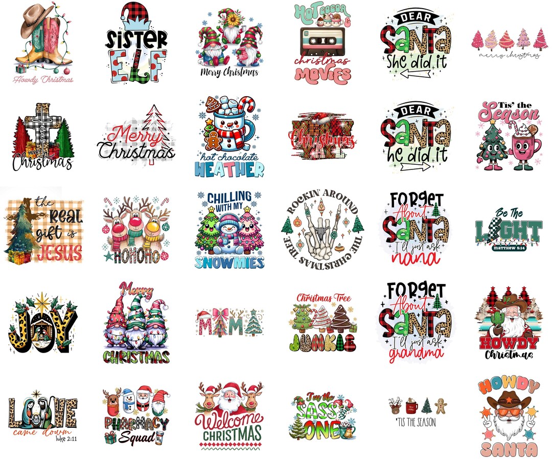 Merry Christmas PNG Bundle: 30 PNG - Etsy