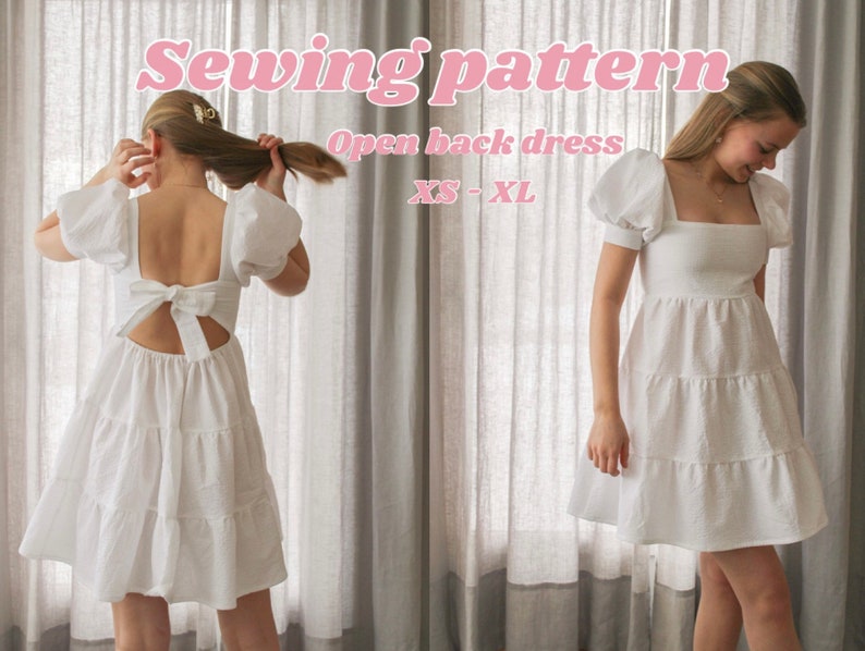Open Back Dress Sewing Pattern Tiered Babydoll Dress With - Etsy