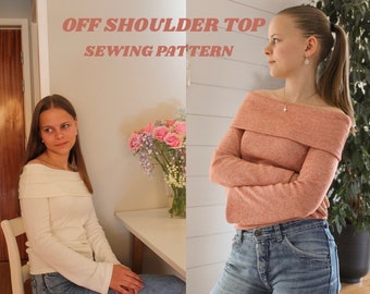 Off-the-shoulder Sewing Pattern Fold Over Sweater Instant PDF Download ...