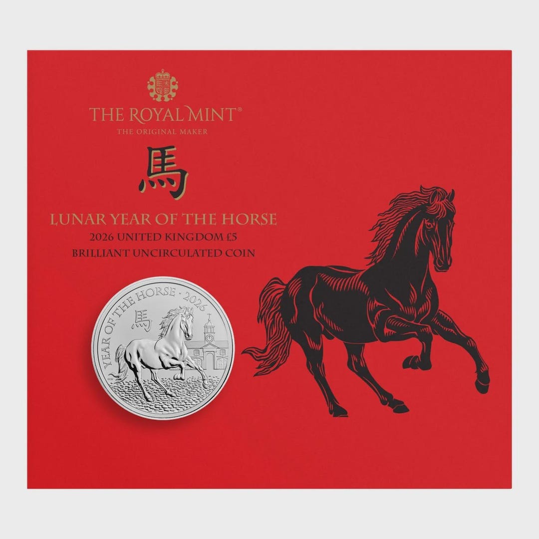 2026 Lunar Year of Horse UK 5 Pound Brilliant Uncirculated Coin in ...