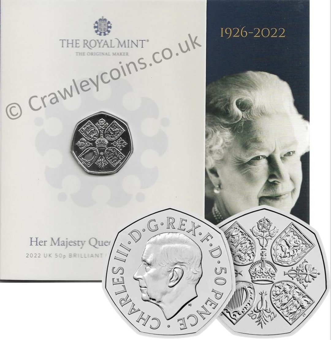 2022 Queen Elizabeth II Memorial UK 50p Coin in Royal Mint Sealed Pack ...