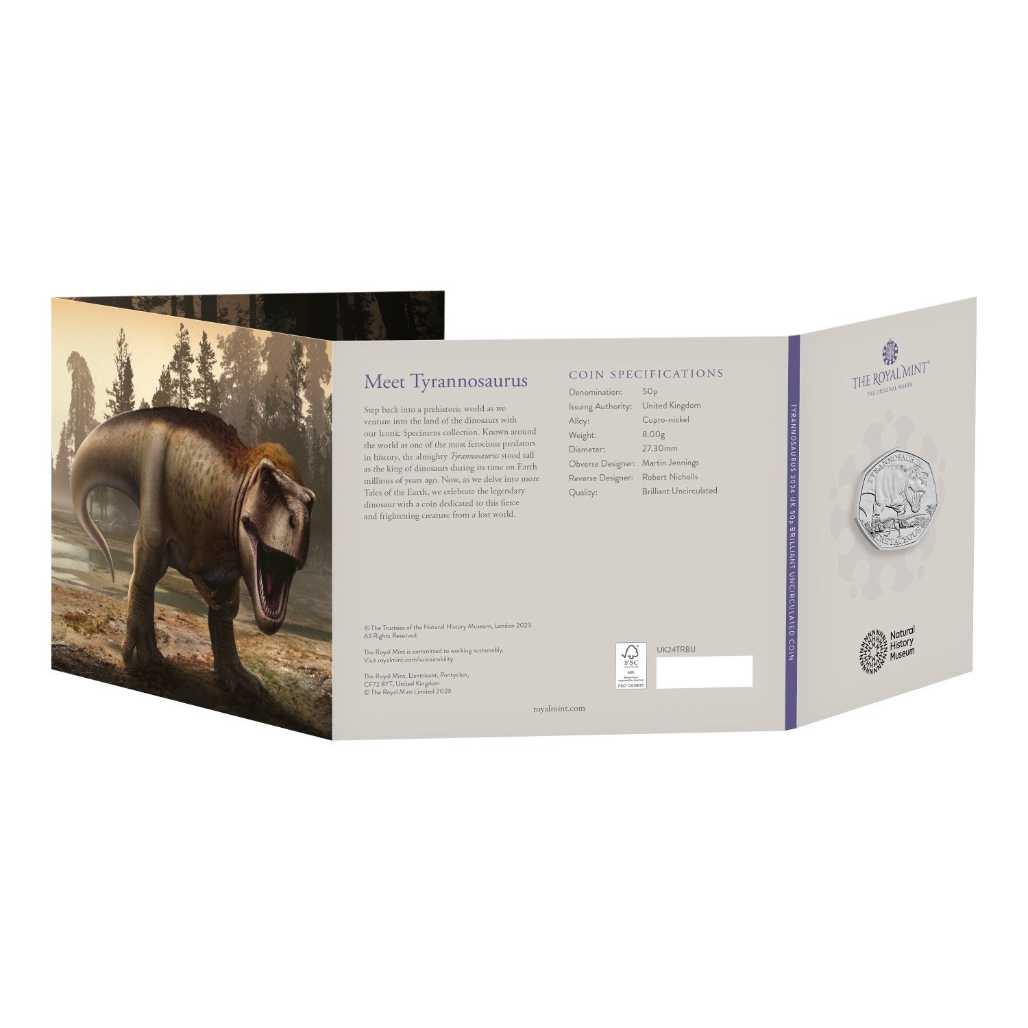 2024 Dino 01 Tyrannosaurus Rex T-rex Dinosaur 50p Brilliant ...