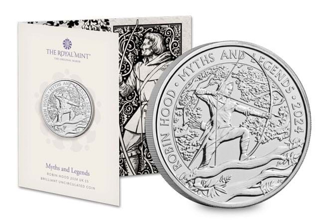 2024 Robin Hood - Myths and Legends 5 Pound Brilliant Uncirculated Coin ...