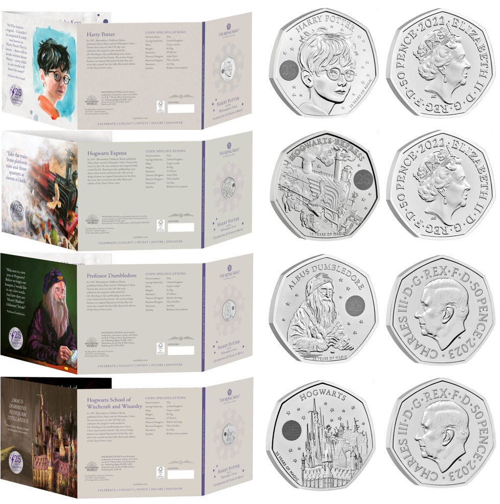 2022 - 2023 Harry Potter Full Set UK 50 Pence 50p Brilliant ...