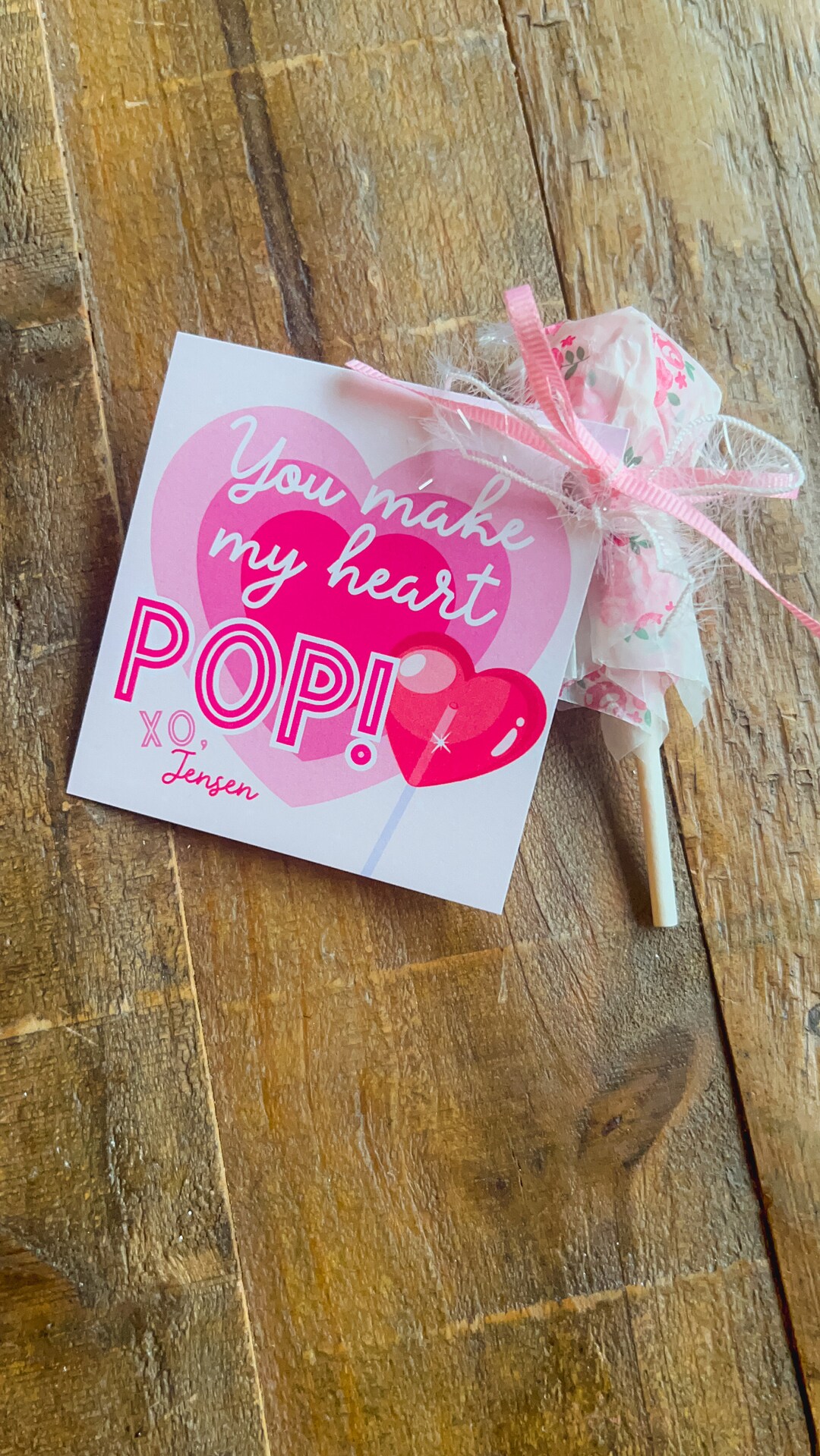 Printable Classroom Valentine "you Make My Heart Pop" Lollipop Digital ...