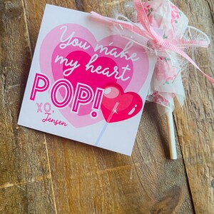 Printable Classroom Valentine "you Make My Heart Pop" Lollipop Digital ...