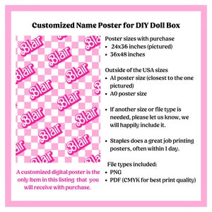 Customized Name Backdrop Poster for Doll Box Prop or Photobooth - Etsy